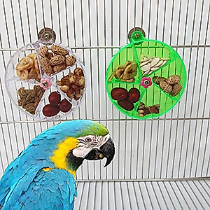 Tzou Bird Feeder, Parrot Feeder, Acrylic Foraging Wheel Pet Parrot Rotatable Bite Resistant Puzzle Toy Green