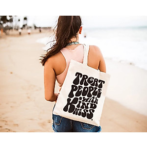 GXVUIS Canvas Tote Shopping Bag for Women Inspirational Reusable Grocery Shoulder Bags for School Travel Beach Girls Gifts White