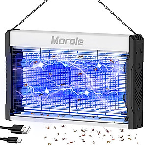 Morole Bug Zapper, 3200V Mosquito Zapper Indoor with Hanging Function, Electric Bug Zapper with Removable Tray, USB Powerful Flying Mosquito Indoor Fly Zapper for Outdoor Kitchen Bedroom Garden