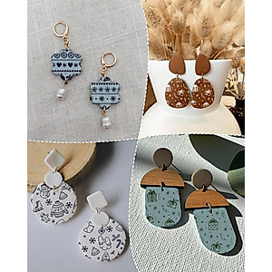 Puocaon Christmas Clay Silk Screen - 8 Pcs Sweater Silk Screen Stencils for Polymer Clay Jewelry, Deer Snowflake Holly Wreath Polymer Clay Silk Screen Stencils, Christmas Gift Reusable Screen Stencils