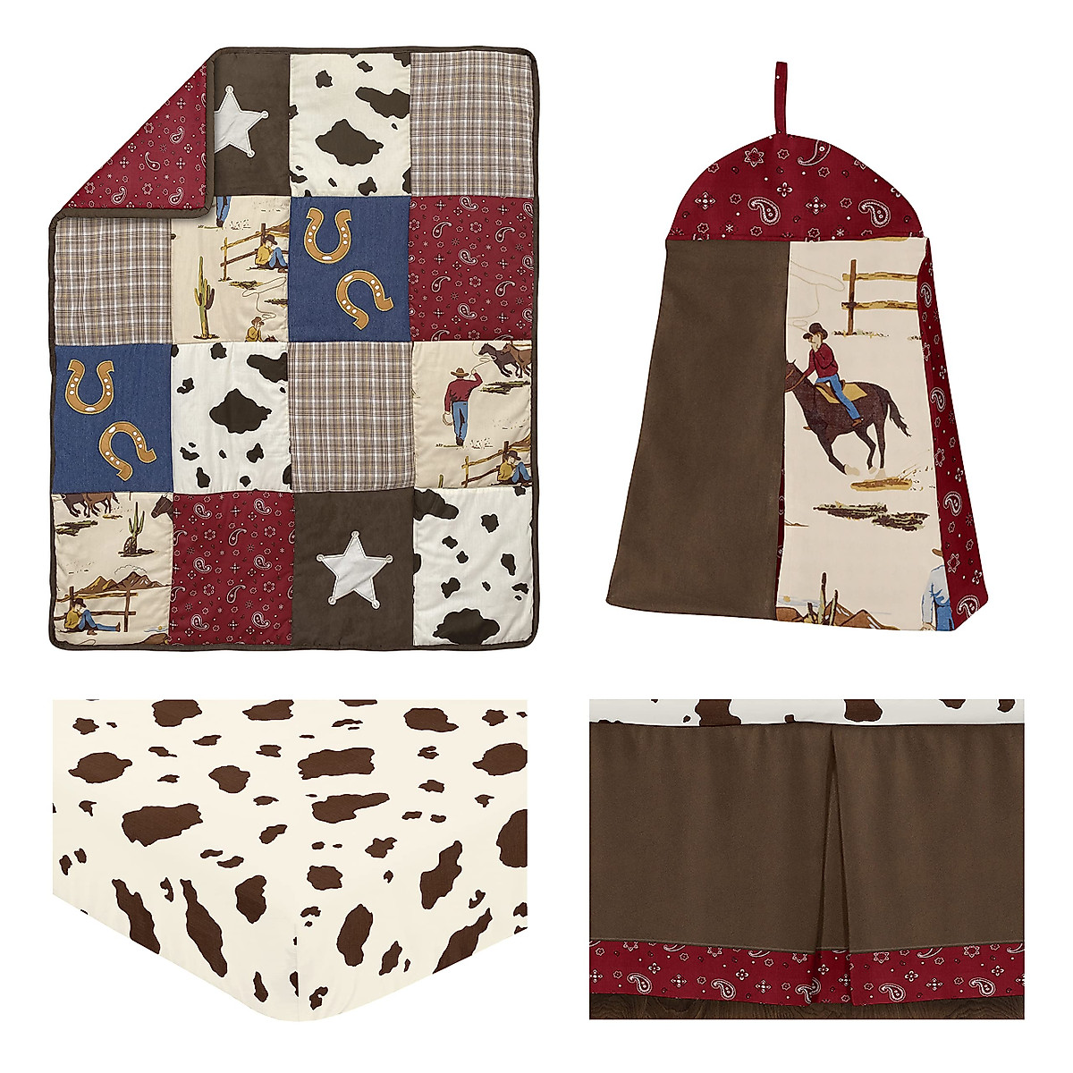 Sweet Jojo Designs Wild West Western Horse Cowboy Baby Boy Bedding 4 Piece Crib Set