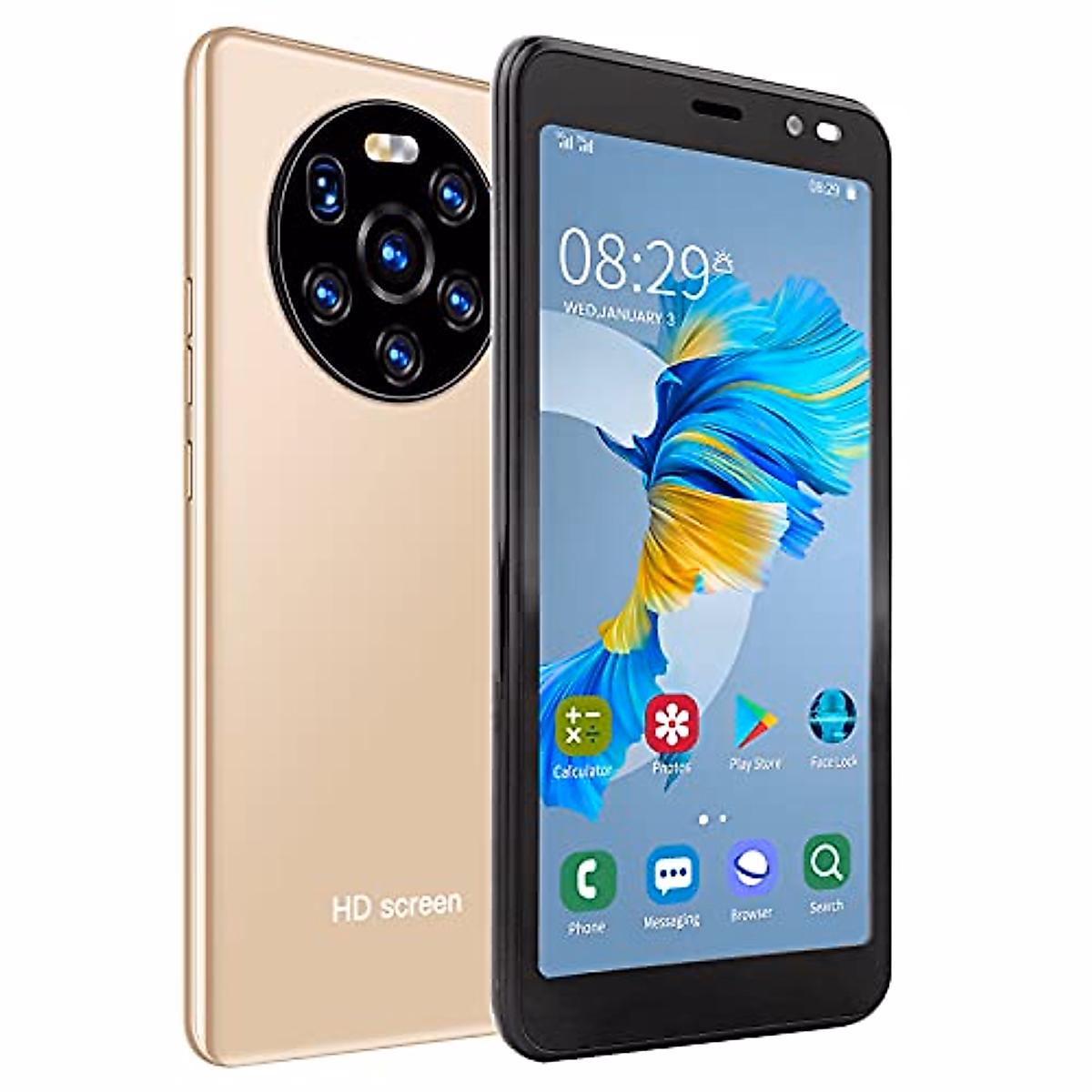 Unlocked Android Cell Phone Smartphone, 5.45in 512MB 4GB HD Screen Phone Dual Card Dual Standby Smart Phone (Gold)