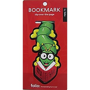 Bookworm Bookmarks (Clip-over-the-page) Set of 2 - Assorted colors