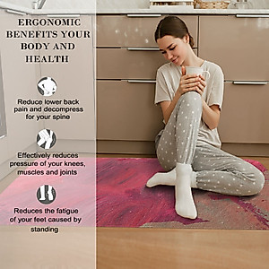 RYANZA 2 Pieces Kitchen Rugs, Abstract Anti Fatigue Non Slip Foam Cushioned Art Design Graffiti Modern Red Comfort Indoor Floor Mat Runner Rug Set for Laundry Office Sink Bathroom (17"x48"+17"x24")