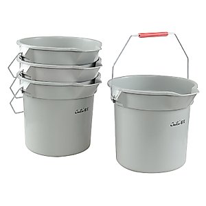 Uumitty 4 Packs 14 Quart Commercial Cleaning Pail, Round Utility Bucket with Handle, Plastic Water Container Cleaning Bucket