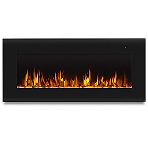 BOWERY HILL Modern 40" Wall Mounted Electric Fireplace Mantel Heater with Remote Control, Adjustable Led Flame, 1400W in Black