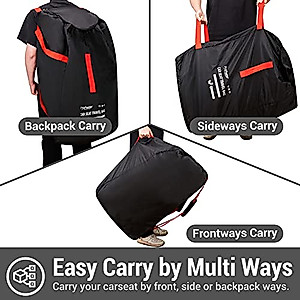 ProFaster Car Seat Travel Bag Backpack for Air Travel - Karfast Universal Infant Carseat Gate Check Bag Cover for Airplane, Foldable with Pouch, Black
