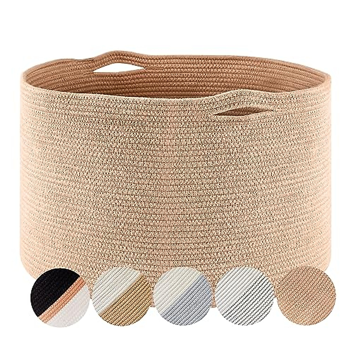 CuddleHaus | Modern Boho Basket | Living Room Blanket Storage Holder | Nursery Laundry Baskets | Baby and Kids Room Toy Organization | Woven Cotton Rope Bathroom Towel Basket | 20" x 13"