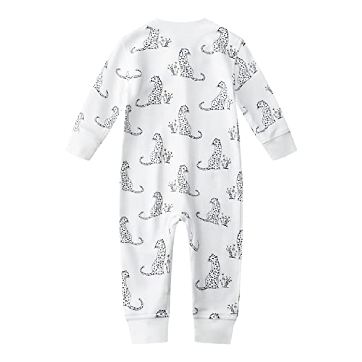 Owlivia Organic Cotton Baby Boy Girl Zip Up Sleep N Play, Footless, Long Sleeve(12-18 Months, Leopard)