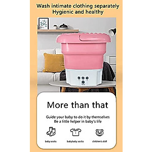 Portable Washing Machine, Mini Foldable Washer and Spin Dryer Small Foldable Bucket Washer for Camping, RV, Travel, Small Spaces, Lightweight and Easy to Carry (Pink)