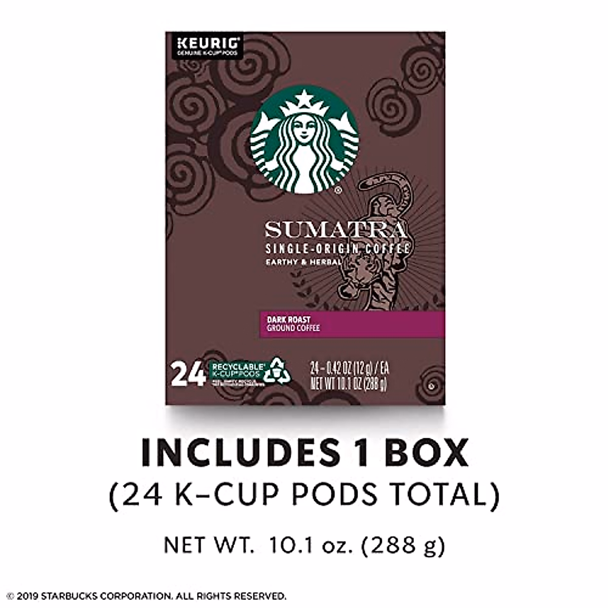 Starbucks Sumatra single serve K-Cup pods for Keurig brewers, 24 Count