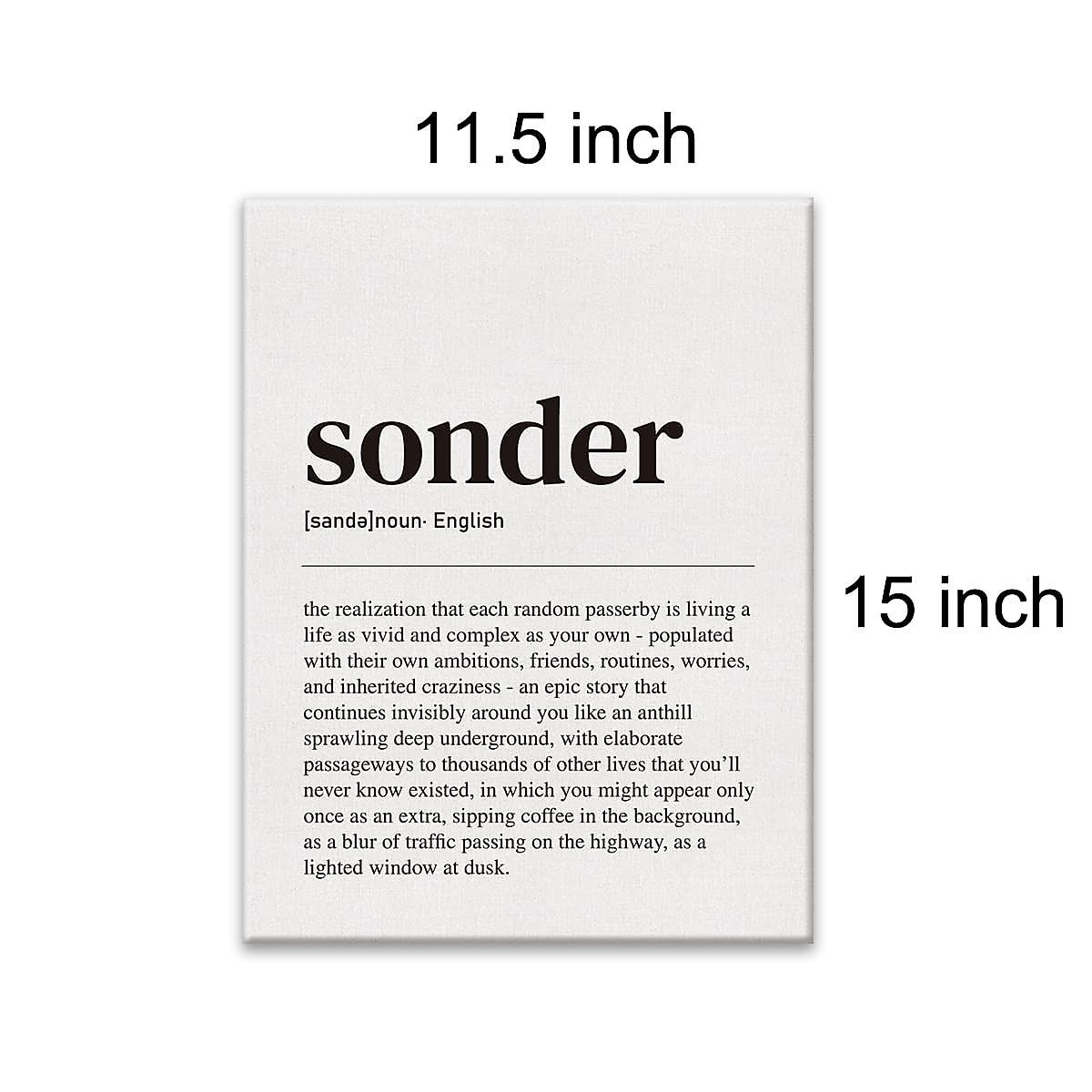 Sonder Definition Canvas Wall Art Poster Print Gift, Minimalist Sonder Meaning Painting Ready to Hang Home Decor (11.5" x 15")