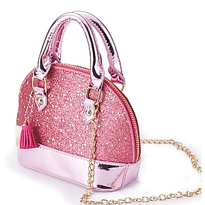 YiSu Princess Little Girls Purses Toddler kids Crossbody Bag Wall et Shell Shape Handbags for girls cute Tote (pink)