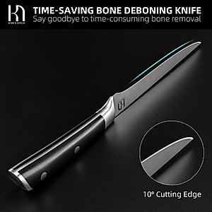 KnifeSaga Boning Knife 6 inch for kitchen, Japanese Razor Sharp Fillet Knife High Carbon Stainless Steel, Professional Meat Cutting Knife with Ergonomic Handle, Time-saving Deboning Knife
