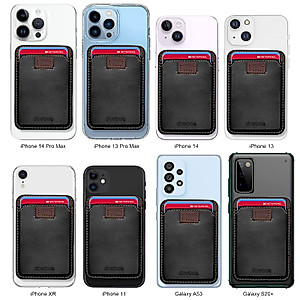 doeboe Phone Wallet, Card Holder for Phone Case, Stick on Leather Credit Card Holder for Cell Phone, Reusable Sticker, Pull-out Design, Compatible with iPhone 14, Samsung, Android and All Smartphones