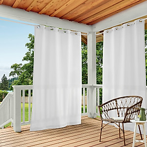 Exclusive Home Cabana Solid Indoor/Outdoor Light Filtering Grommet Top Curtain Panel Pair, 54"x108", Winter White