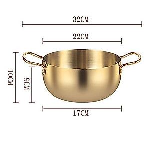 Gralara Instant Noodles Pot Korean Noodle Pot Stainless Steel Multipurpose Portable Ramen Cooking Pot Ramyun Cooker for Picnic Camping Soup Stew, 22cm