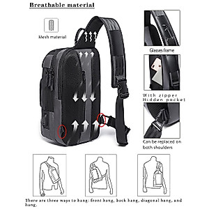 SMONT Sling Bag Crossbody Backpack Waterproof Men's Chest Bag with USB Charging Port Shoulder Casual Daypack for Cycling Fitness Walking