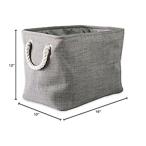 DII, Collapsible Variegated Polyester Storage Bin with Cotton Handles Medium Gray