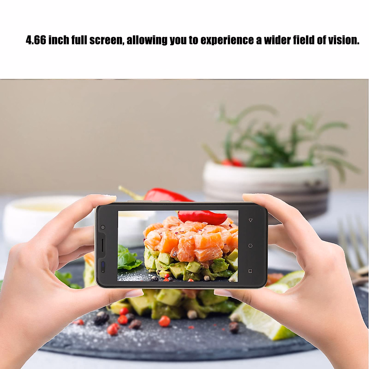 PUSOKEI 4G Cell Phone, Unlocked Android Smartphone, 2GB RAM 32GB ROM, 4.66 Full HD Screen, Dual SIM Slot, Pro Grade Camera, Face Recognition, WiFi, BT, Long Battery Life (Gold)