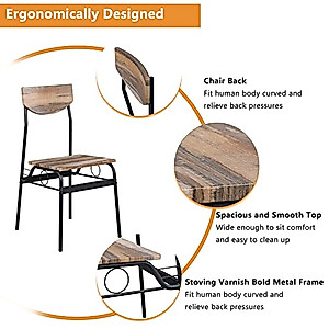 AOCOROE Rectangular Dining Table & Chair Set of 5 w/Storage Space, Dining Room Set w/ 1 Table & 4 Chairs, Table Chair Set w/MDF Tabletop & Iron Frame, for Dining Room, Bistro, Home Bar, Kitchen