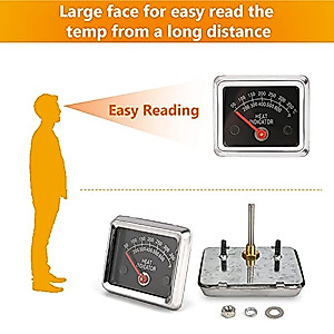 Hisencn BBQ Barbecue Stainless Steel Grill Temperature Temp Gauge Thermometer Replacement for Ducane 30400040, 30400041, 30400042, 30400043, 30400045 Meat Cooking Heat Indicator