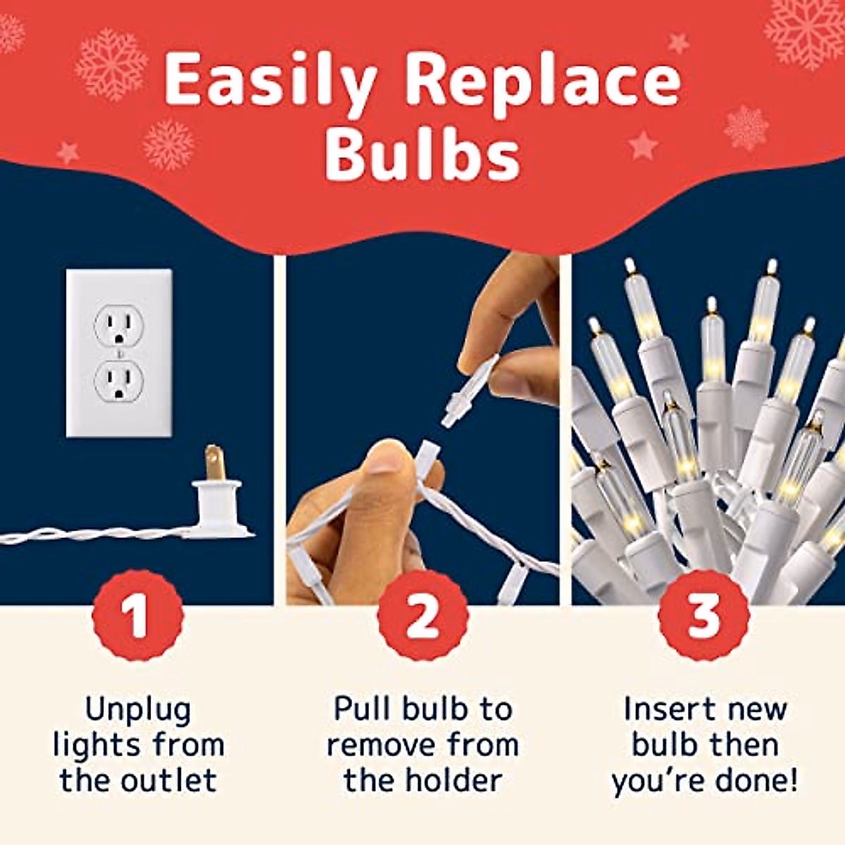 PREXTEX Christmas Lights (20 Feet, 100 Lights) - Clear White Christmas Tree Lights with White Wire - Clear Christmas Lights Indoor/Outdoor String Lights - Xmas Lights - Warm White Twinkle Lights