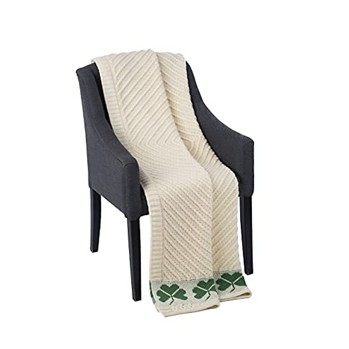 SAOL Shamrock Aran Throw Irish Blanket 100% Merino Wool 45''x 68'' (114 x 173 cm)