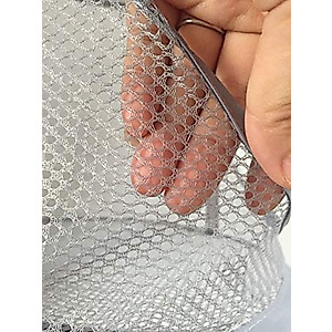 coastal rose 2Pcs Stuffed Animal Storage Foldable Stuffed Animal Net or Hammock Organizer, 4 Compartments Hanging Mesh Toy Storage Hammock for Kid Room Toys, Gloves, Hats, Socks（Grey）