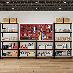 ERGOMASTER Storage Shelves Metal Garage Shelving Unit 5-Shelf Adjustable Heavy Duty Boltless Organizer Rack (1, Black)