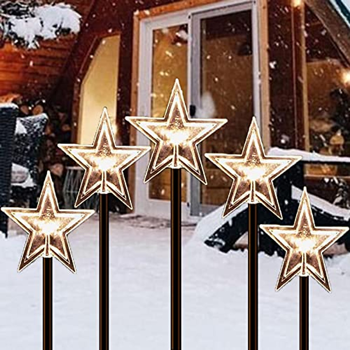 Solar Christmas Pathway Lights Outdoor, 2 Lighting Modes Solar Powered Stake Lights Waterproof, Christmas Decorations for Garden, Yard, Pathway, Lawn,Patio,Home Decor(5 Stars)
