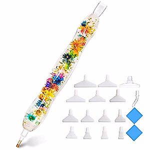 Flower 5D Diamond Painting Art Drill Tool Pen Kits Resin for Adults with Pen Tips, Diamond Dotz Pen Gem Picker for Diamond Art Painting Bead Dot, Nail Art Embroidery Decoration, Bead Dot Art Colorful
