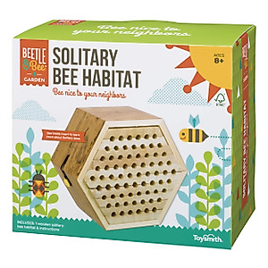 Toysmith Beetle & Bee Solitary Bee Habitat - DIY Kids Art Craft Outdoor Bee Kit, Educational Kit for Kids, No Hardware/No Glue Required, 13 Wooden Pieces, FSC Certified, Intended for Age 8+