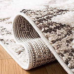 SAFAVIEH Moroccan Tassel Shag Collection 8' x 10' Ivory / Brown MTS652A Boho Non-Shedding Living Room Bedroom Dining Room Entryway Plush 2-inch Thick Area Rug