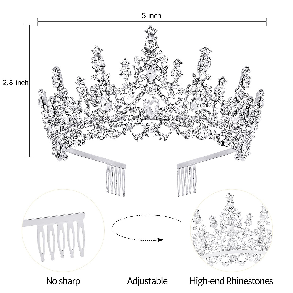 VELSCRUN Silver Crystal Birthday Queen Tiara Crowns for Women Girls Birthday Queen Headband Sash Elegant Princess Crown with Combs Hair Accessories Happy Birthday Party Decorations Mom Birthday Gift