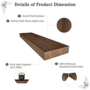 FALANZATH Floating Shelves Wood Set of 2, 30 inch Wood Floating Shelves, Rustic Wall Mounted Storage Shelves for Bedroom, Living Room, Bathroom, Kitchen, Office, Farmhouse (Walnut)