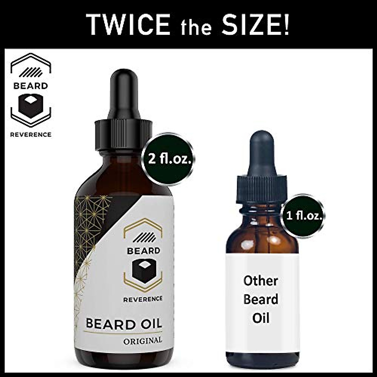 Beard Reverence All Natural Beard Oil (Unscented) Large 2oz Size - Premium Leave-in Conditioner, Softener, Moisturizer for Beard & Mustache Grooming, Health, Growth, and Care