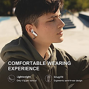 Edifier W200T Mini True Wireless Earbuds, Bluetooth 5.1 Headphones with 22H Playtime, Noise Cancelling TWS in-Ear Earphones with Mic, IP54 Waterproof Headset for Sports Workout Running Travel - White