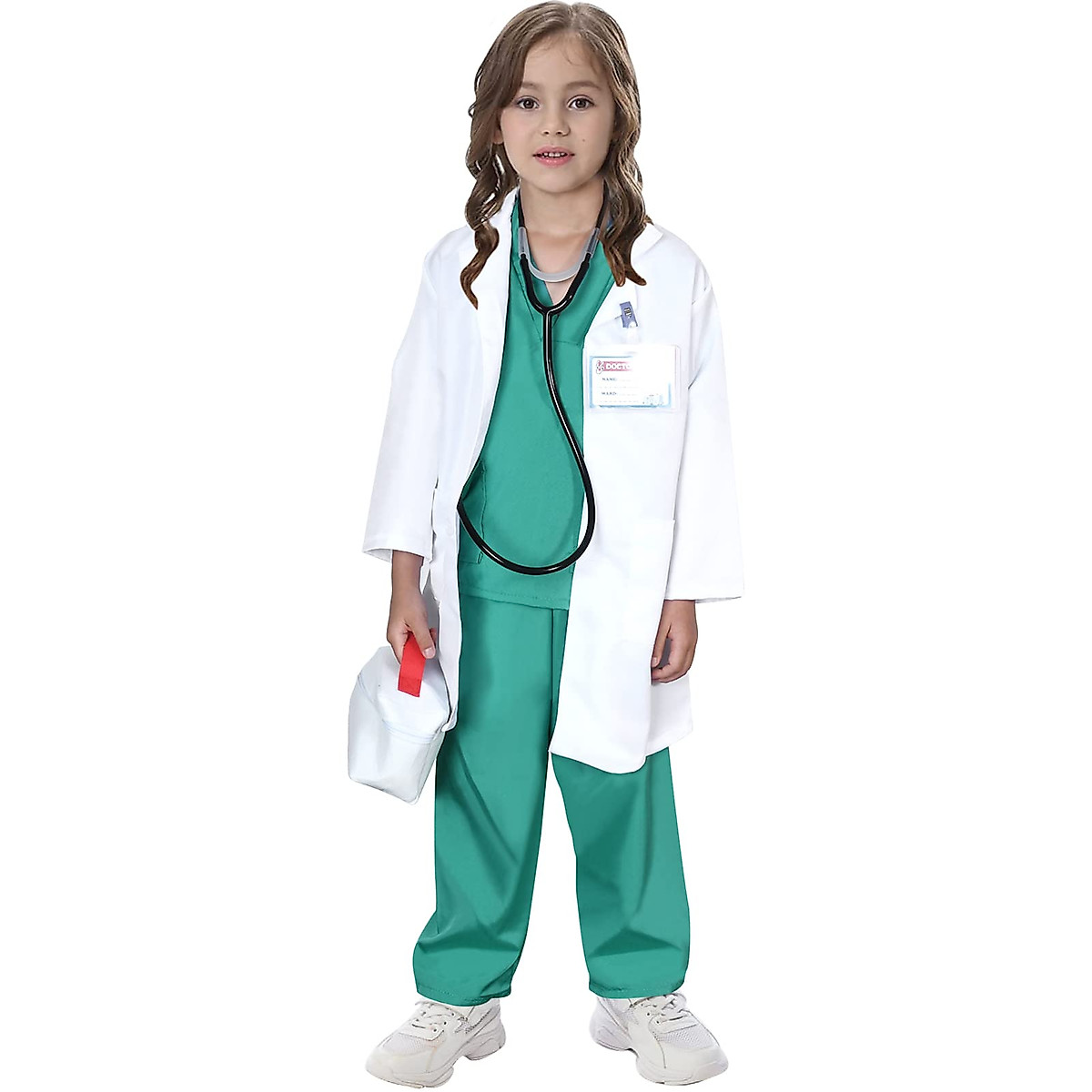 Toylink Kids Doctor Costume Pretend Play Kit with Lab Coat Carrying Bag Accessories Halloween Doctor Dress up for Boys Girls