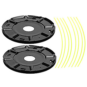 RvSky Garden Supplies 2 Set Universal Lawn Mower Trimmer Head with Trimmer Lines Accessory Garden Tools 26mm Black