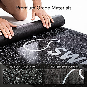 Sports Research Sweet Sweat Yoga Mat (Dual Sided) - Fitness & Exercise Mat with Easy-Cinch Yoga Mat Carrier Strap (72"L x 24"W) - Black