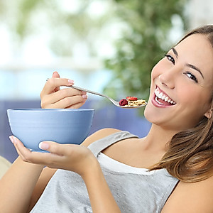 Zubebe Unbreakable Cereal Bowls 24 oz Reusable Lightweight Bowl Dishwasher Microwave Safe Bowl Sets for Eating Rice Soup, Pink, Green, Blue, Beige (Set of 24)