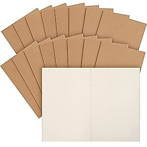 EOOUT Kraft Notebooks, Blank Page Journals in Bulk, 16pcs A5, 8.3 X 5.5 Inches, 60 Pages, 80gsm, Travel Journal Set, for Art Camp, Travelers, Students and Office Supplies Sketchbooks Bulk for Kids