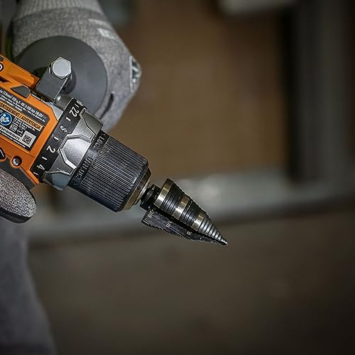Klein Tools KTSB15 Step Drill Bit #15 Double Fluted 7/8 to 1-3/8-Inch with Easy-to-Read Step Markings and Targets, 3/8-Inch Hex Shank