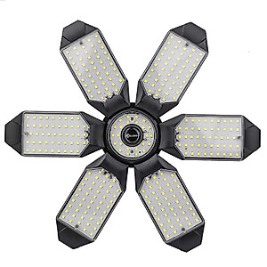 ELIVERN LED Garage Light, 200W 20000LM 6500K Daylight LED Garage Ceiling Light with 6+1 Deformable Panels Compatible for E26/E27 Garage Light Socket, Led Shop Light for Basement Workshop Warehouse