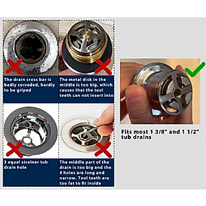 BearHut Tub Drain Remover Wrench Removal Tool Dual Ended Dumbell Wrench Heavy Duty Aluminum