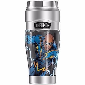 Black Lightning Black Lightning Character, THERMOS STAINLESS KING Stainless Steel Travel Tumbler, Vacuum insulated & Double Wall, 16oz