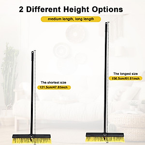 Zhehao 10 Pack 18 Inches Push Broom Outdoor, Multi Surface Garden Brush Broom with Adjustable 63" Long Handle for Deck, Driveway, Patio, Warehouse, Garage, Yard, Concrete Floor Cleaning