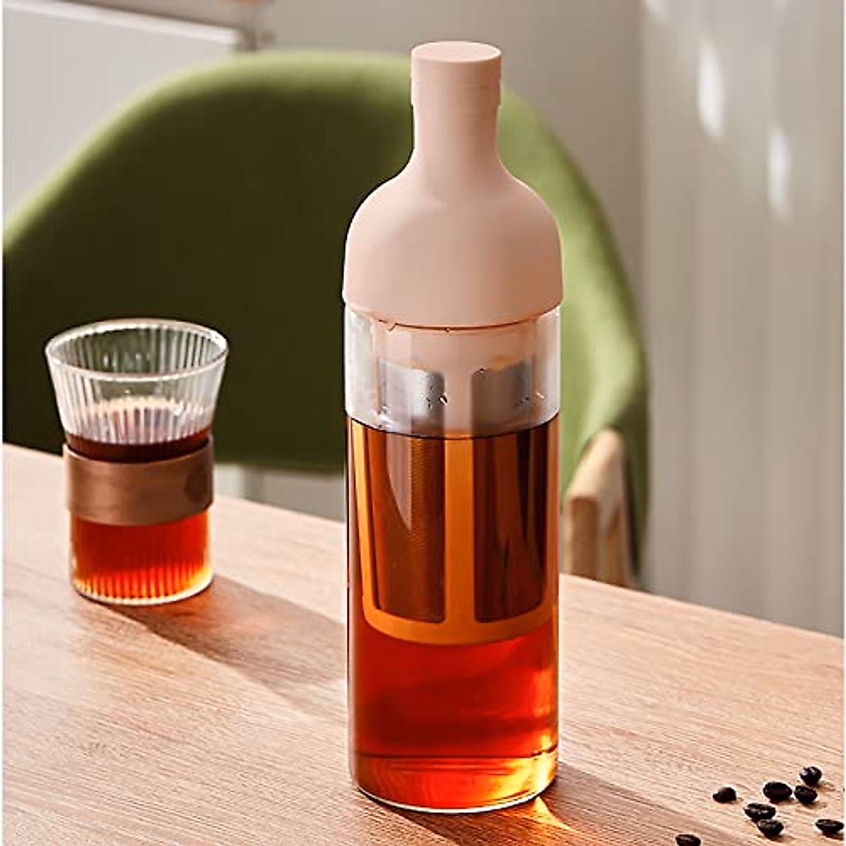 Coffee Cold Brewer Cold Brew Coffee Pot Glass Household Fruit Tea Cold Brew Bottle Ice Drip Coffee Appliance Cold Brew Cup Simple to Use (Color : Brown, Size : 1000ml) (White 1000ml) (Pink 1000ml)