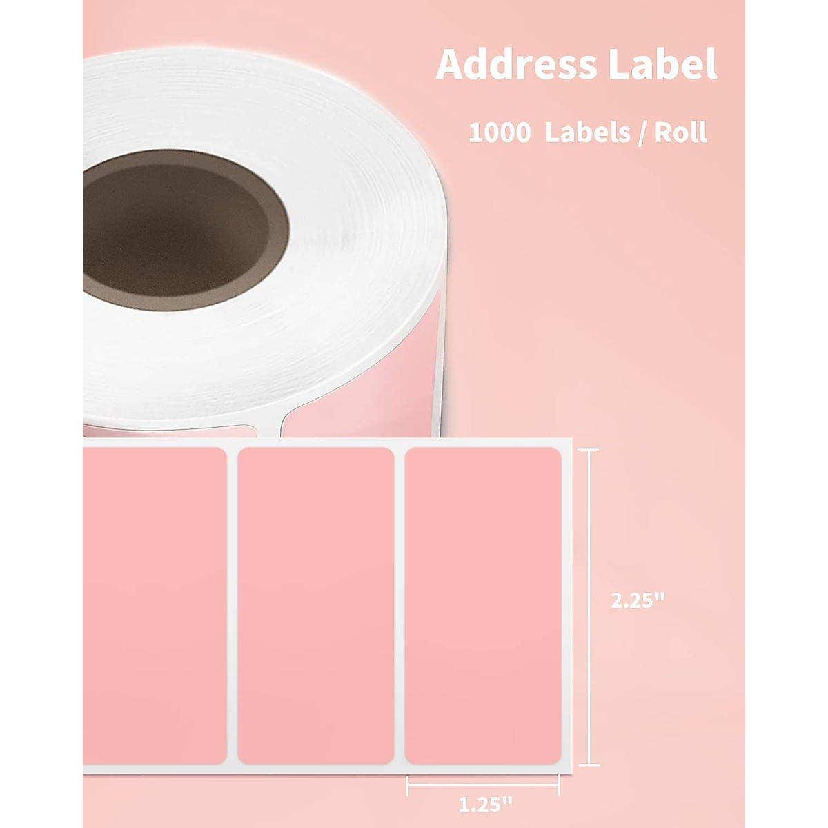 Phomemo Pink Direct Thermal Labels for Label Printer, Perforated Barcode Address Thank You Labels, Compatible with Rollo, iDPRT, Zebra Desktop Printers - 2.25" X 1.25”,1000/Roll